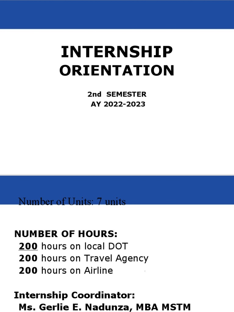 INTERNSHIP ORIENTATION | PDF