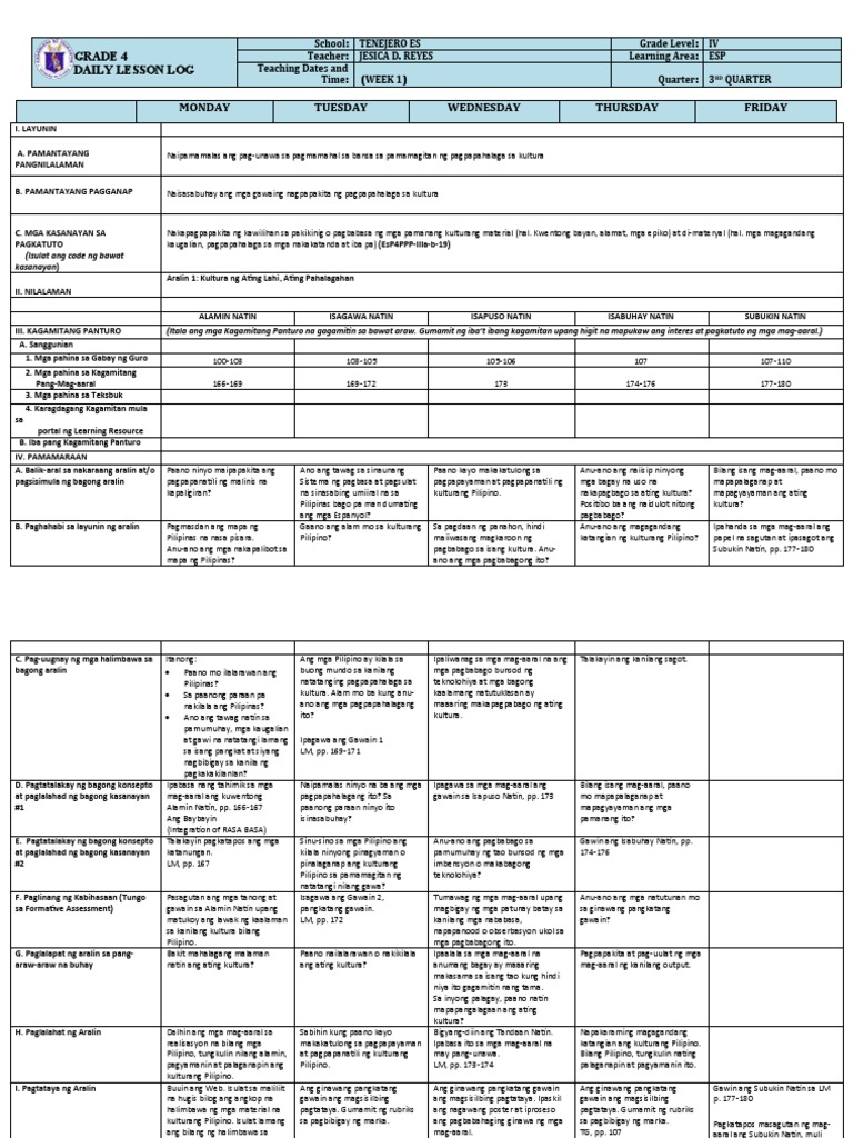 DLL - Esp 4 - Q3 - W1 | PDF