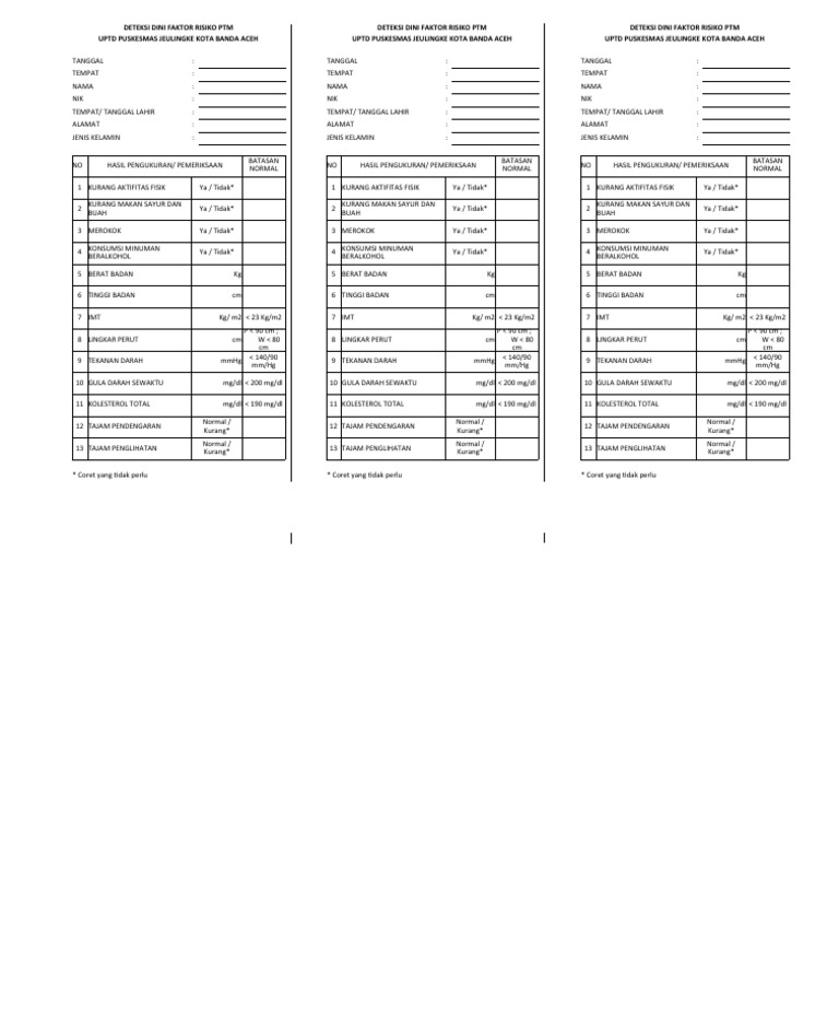 Form Skrining PTM 2023 | PDF
