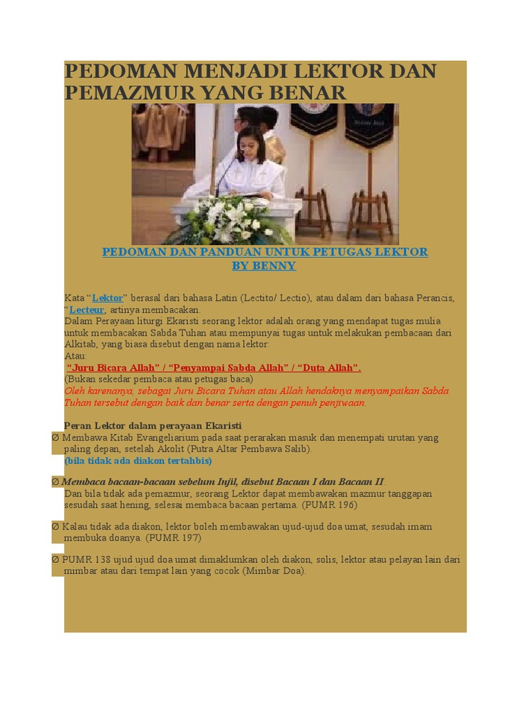 Pedoman Lektor Dan Pemazmur | PDF