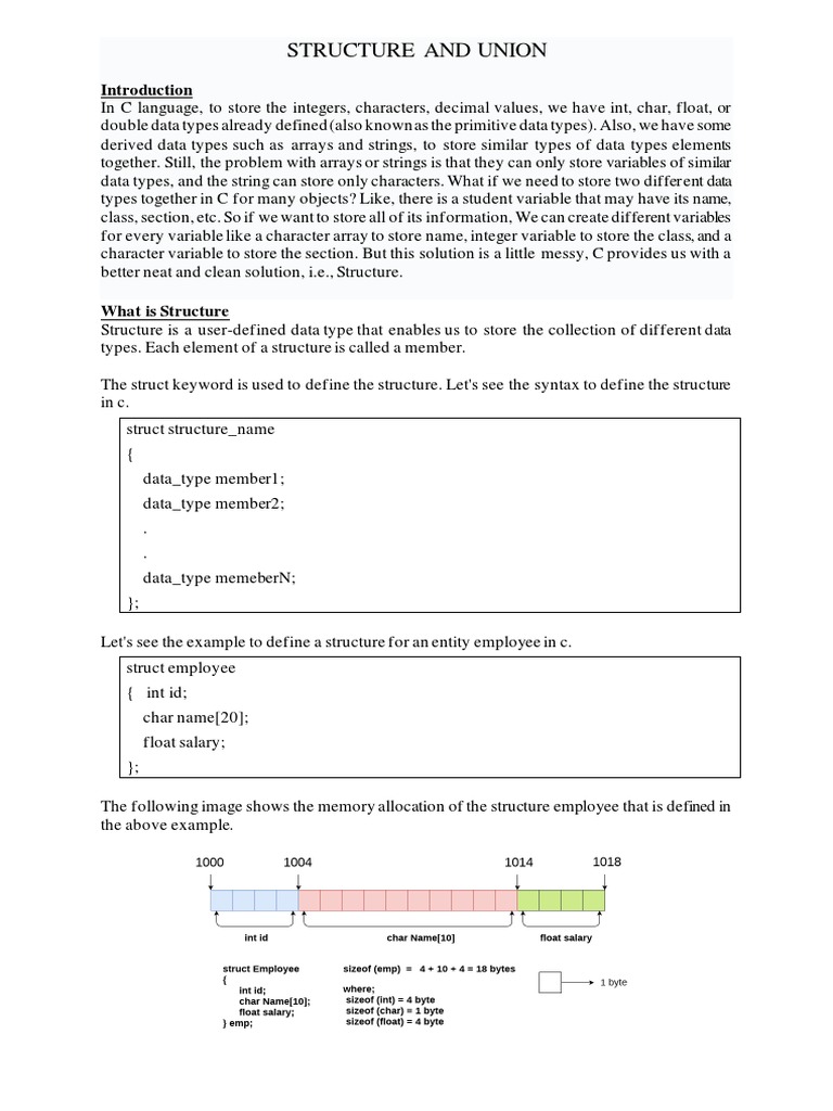 C Programming UNIT 4.3 Structure and Union | PDF | Data Type | Computer ...
