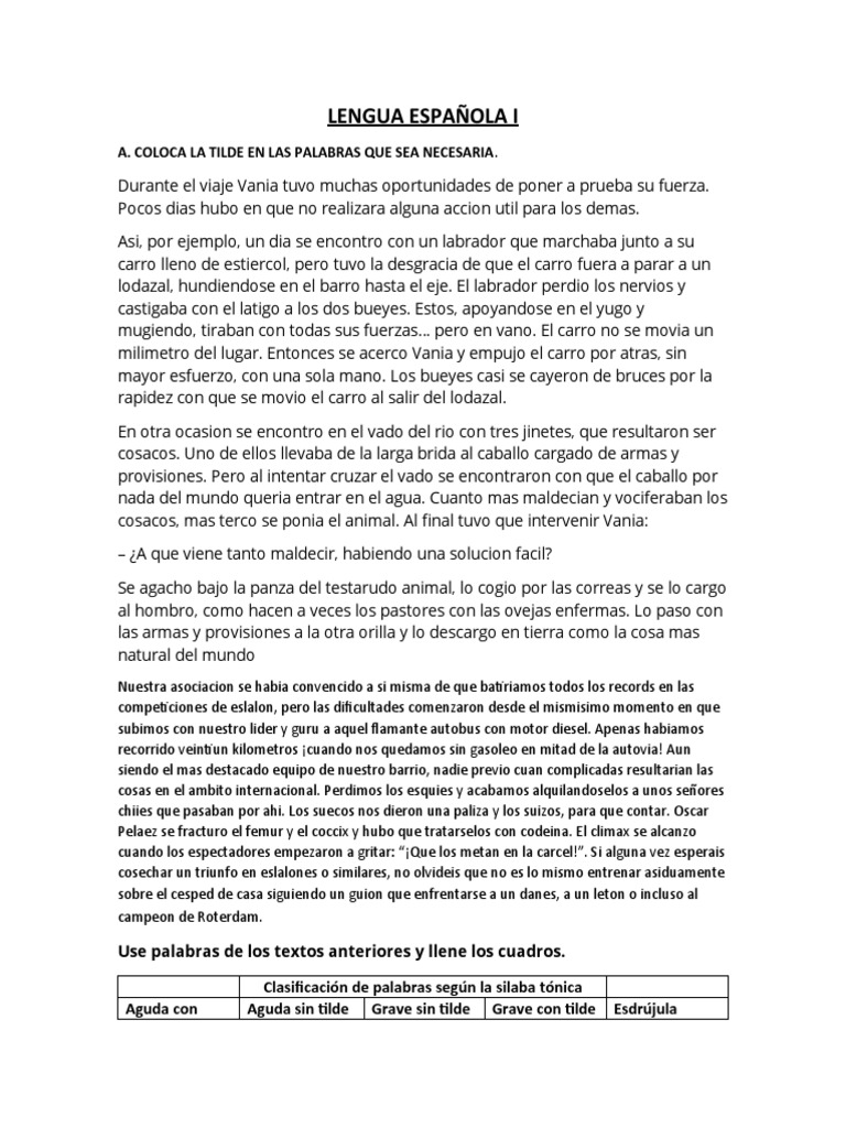 El Uso de Las Tildes. | PDF | Carro