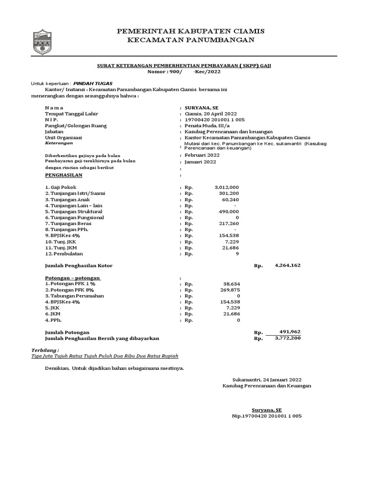 Daftar Rincian Gaji | PDF