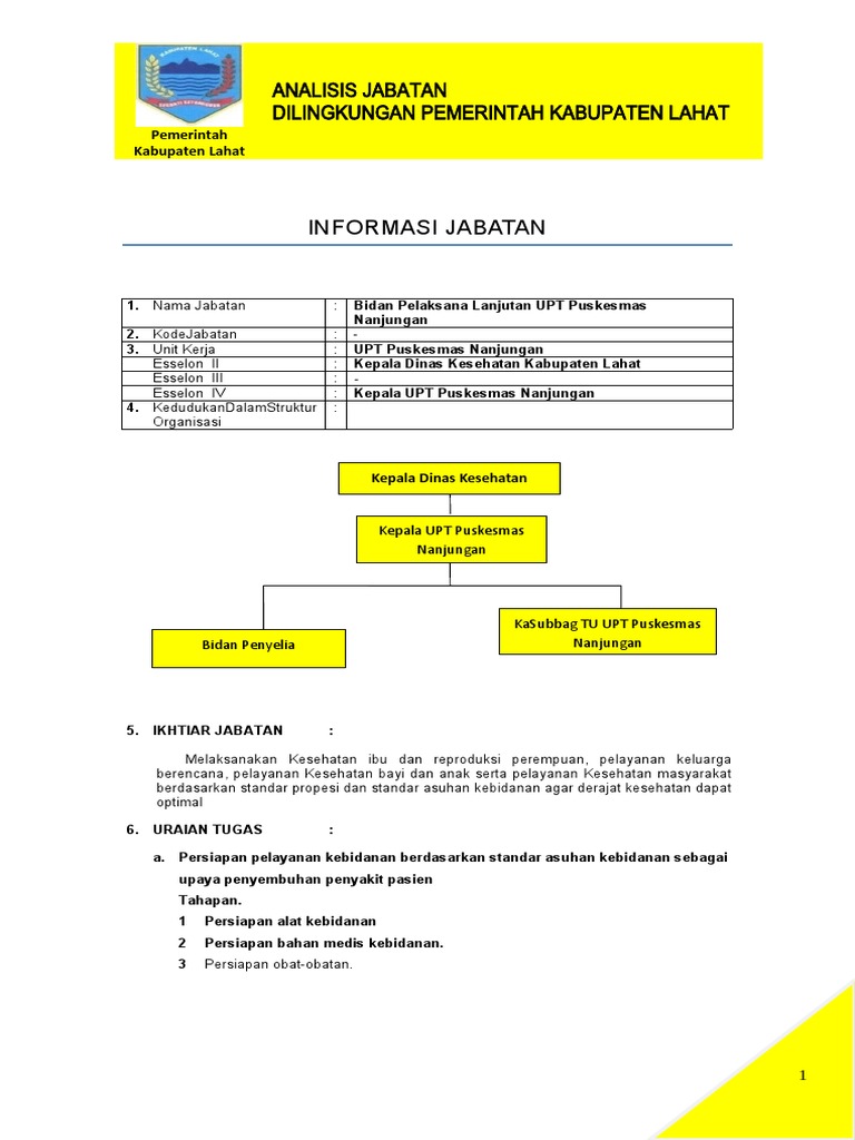 ANJAB BIDAN PENYELIA (HELMIATI AMd Keb) | PDF