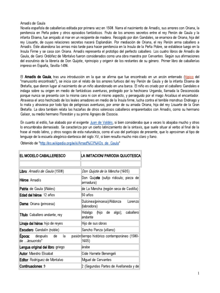Amadís de Gaula | PDF | Don Quijote