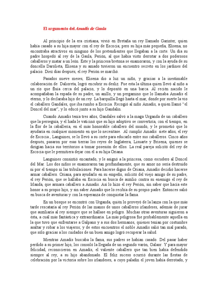 Amadis de Gaula | PDF | Ficcion Española | Caballería