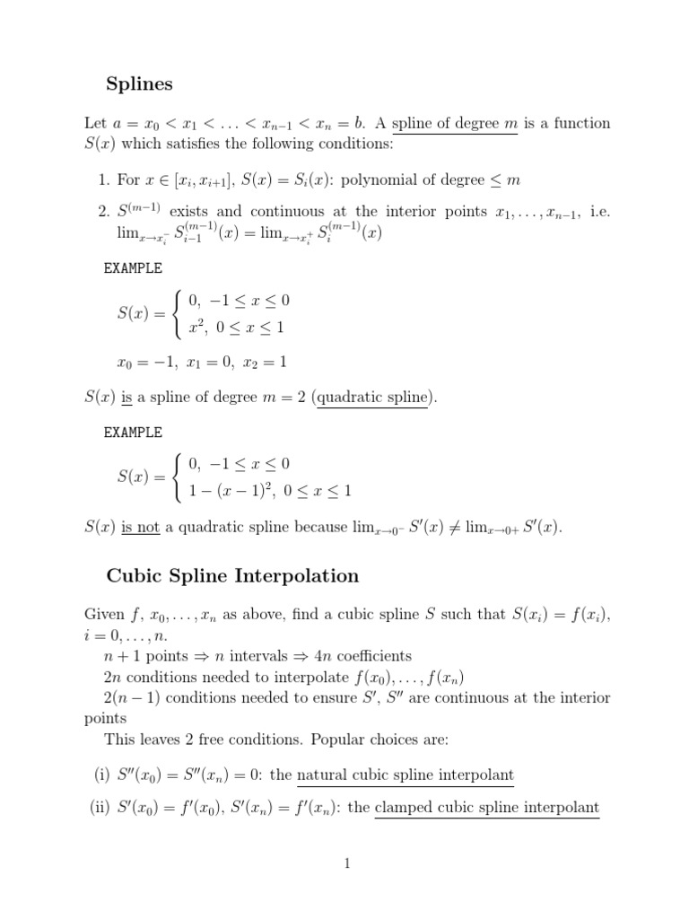 Splines | PDF | Spline (Mathematics) | Interpolation