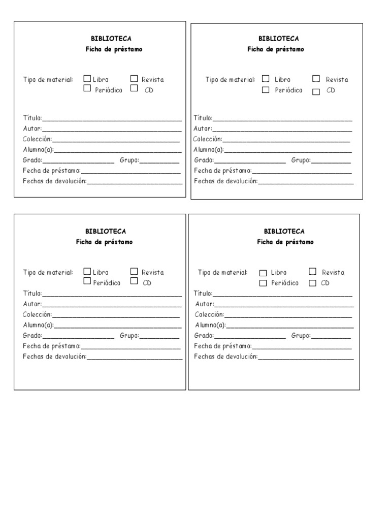 Ficha de Prestamo de Libro | PDF