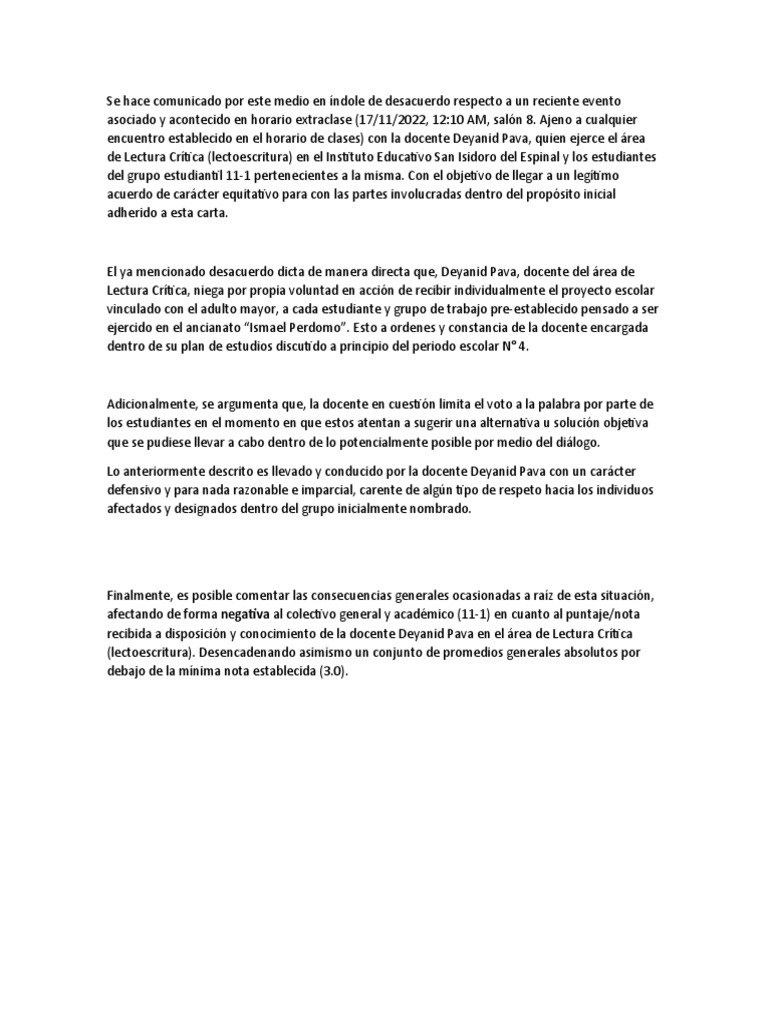 Carta Borrador | PDF