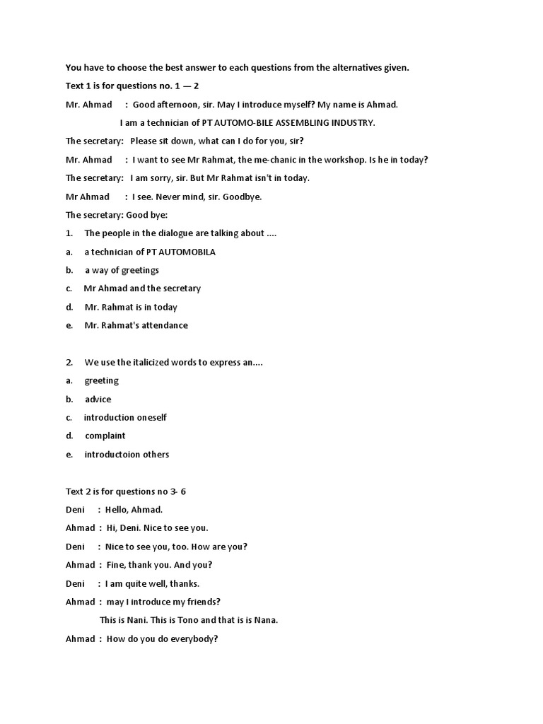 Latihan Soal Introduction-Congratulation-Compliment | PDF