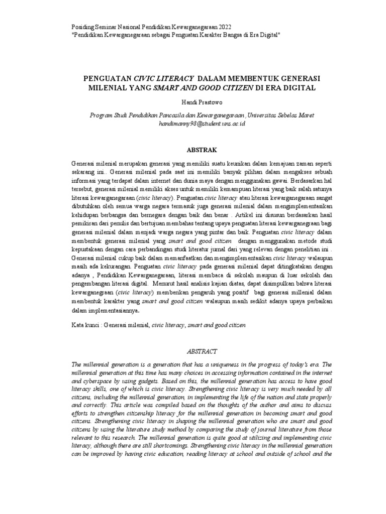 Penguatan Civic Literacy Generasi Milenial | PDF