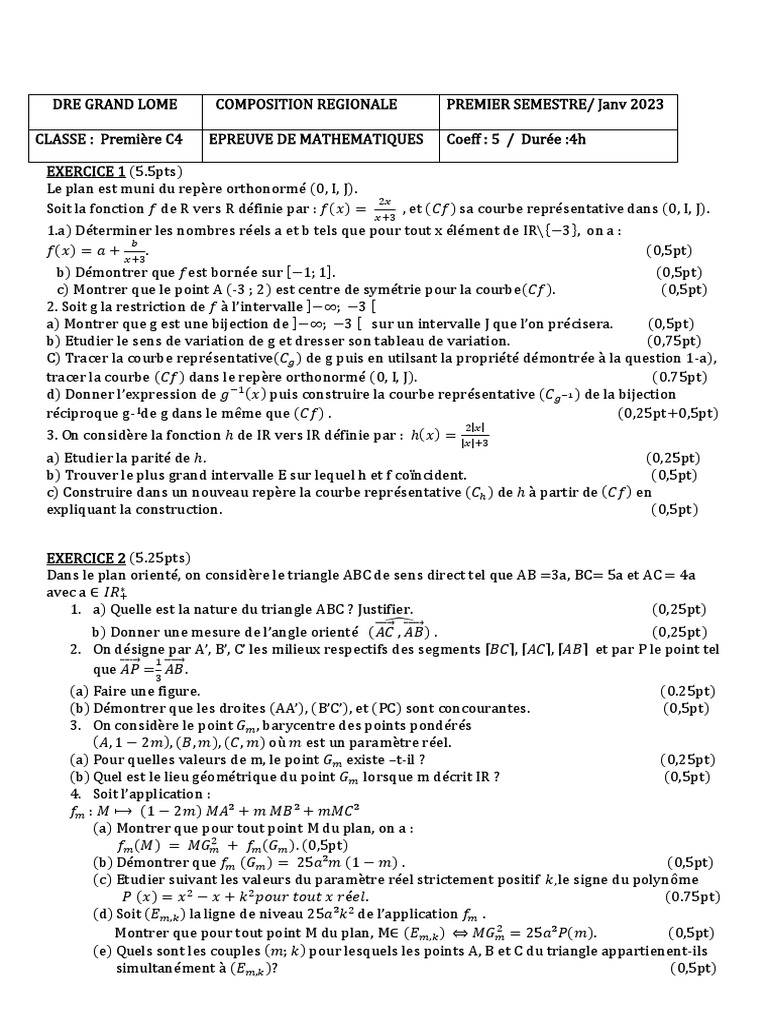 Composition Regionale Premiere 1C4 23 | PDF | Triangle | Géométrie