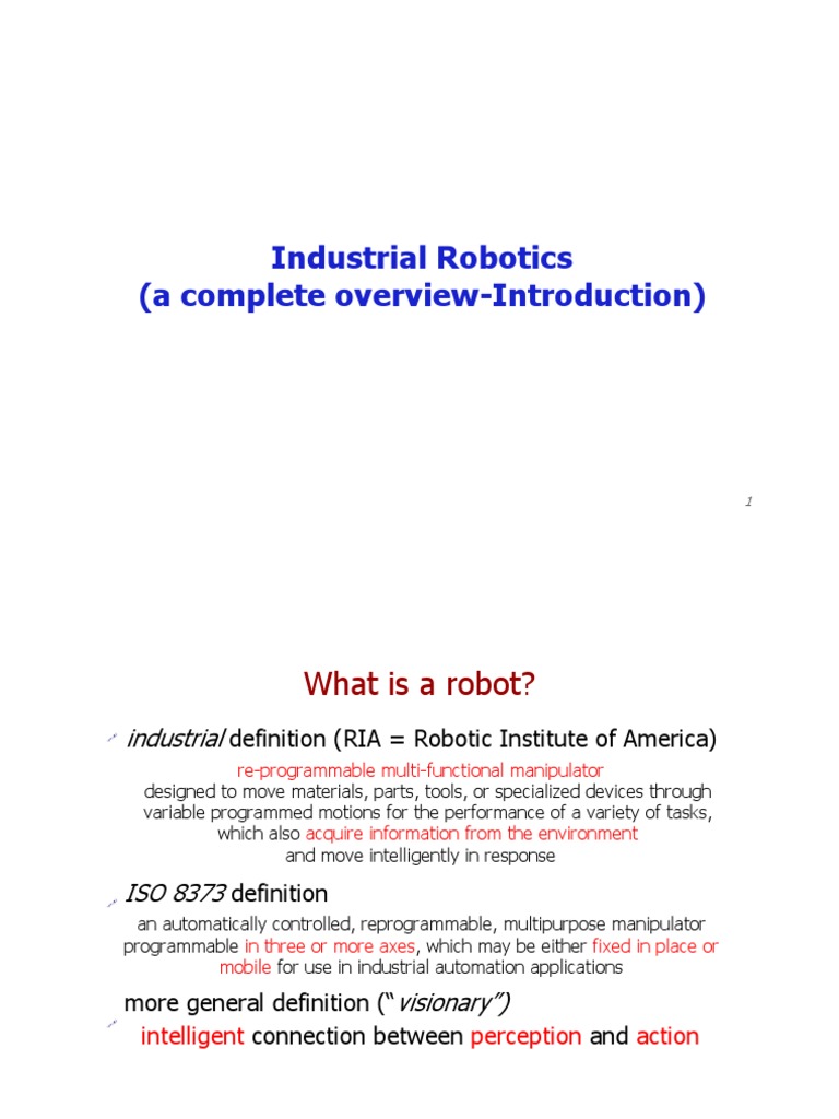 Robotics and Automation - Unit-1 (Part 2) | PDF | Robot | Robotics