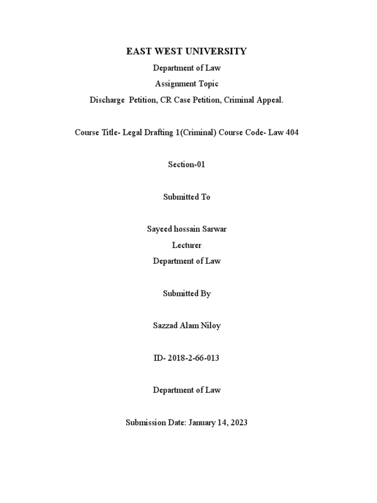 Final Assignment LAW 404 Sazzad | PDF
