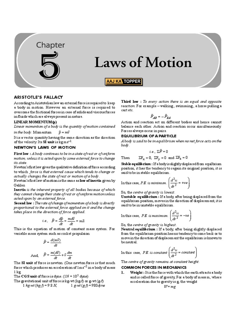 Laws of Motion Explained | PDF