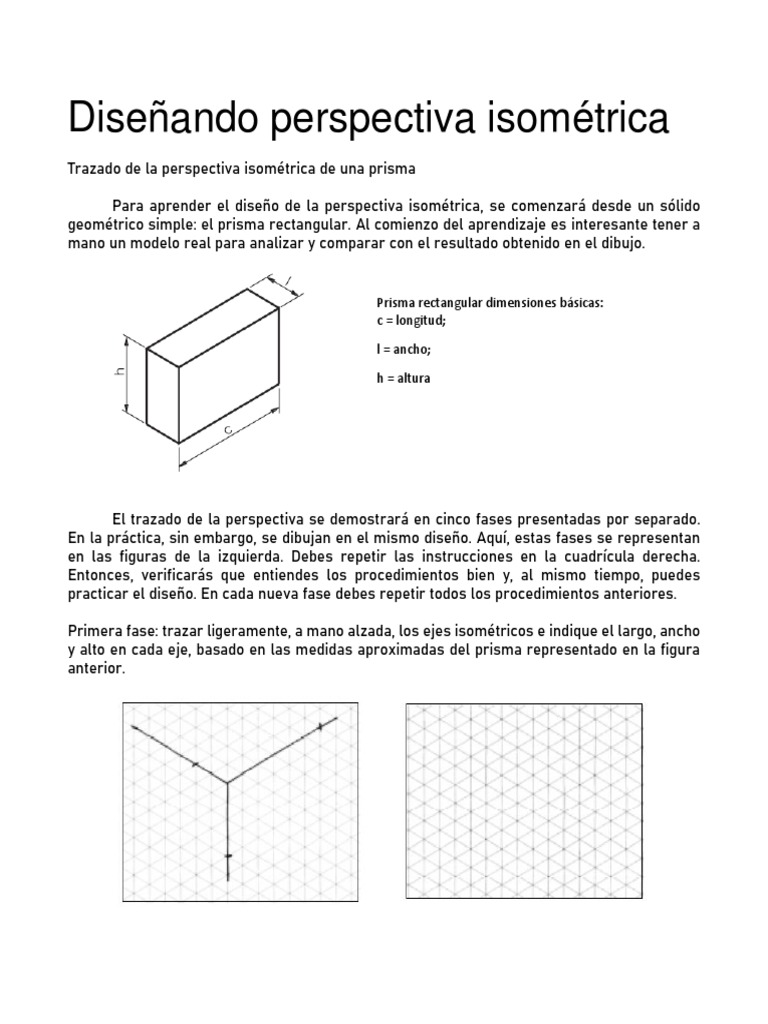 Diseñando Perspectiva Isométrica. | PDF | Perspectiva (Gráfica) | Longitud