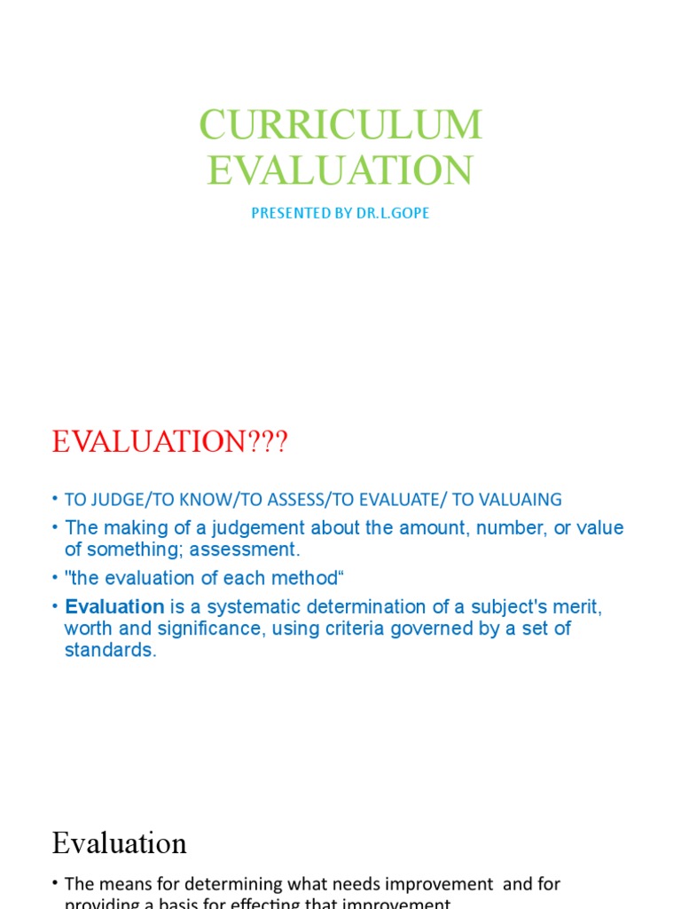 Curriculum Evaluation | PDF | Evaluation | Curriculum