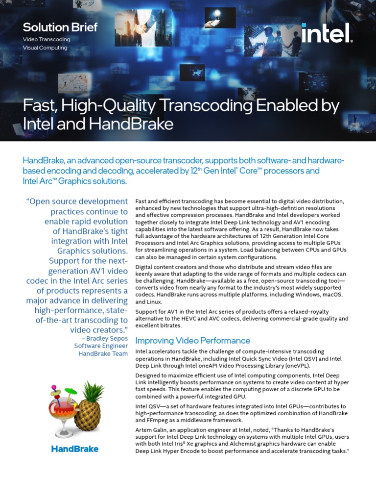 Handbrake Av1 Solution Brief Final Version | PDF | Graphics Processing Unit | Codec