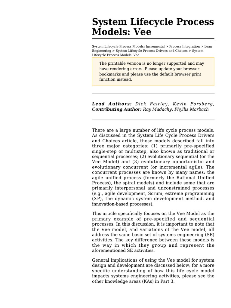 System Lifecycle Process Models - Vee | PDF | Business | Systems Science