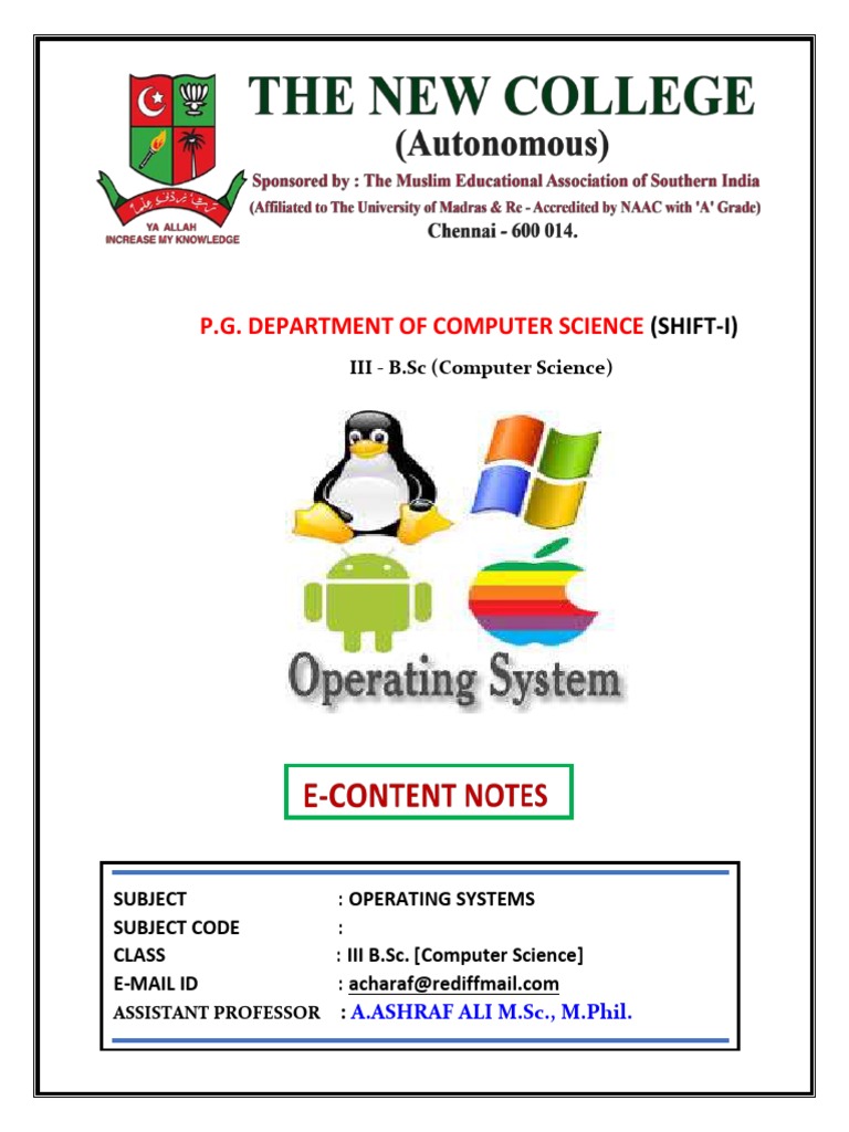 E-Content OS Full Notes Unit - 1 To 4 | PDF | Operating System ...