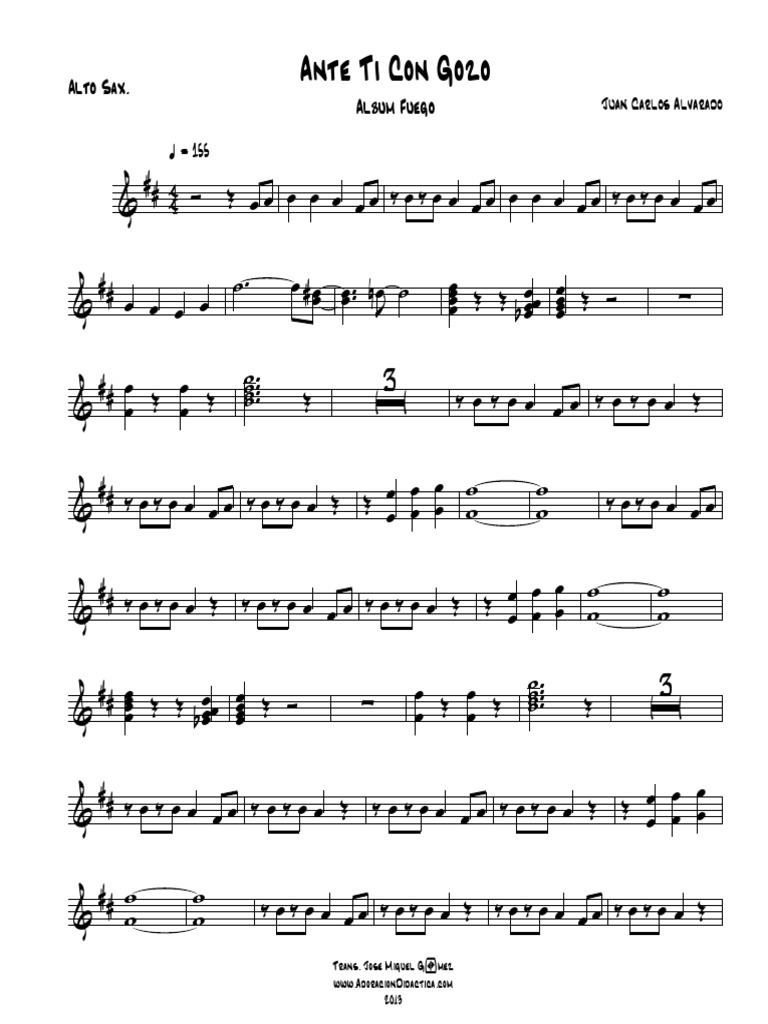Ante Ti Con Gozo Alto Sax | PDF