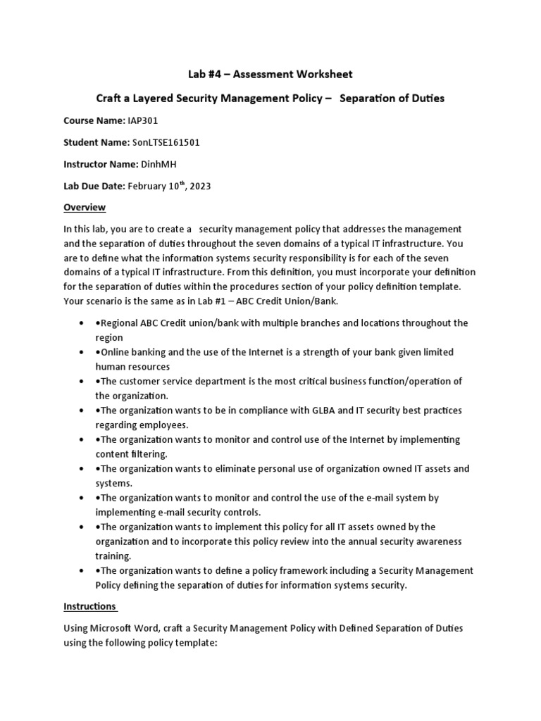 IAP301 SE161501 Lab4 | PDF | Security | Computer Security