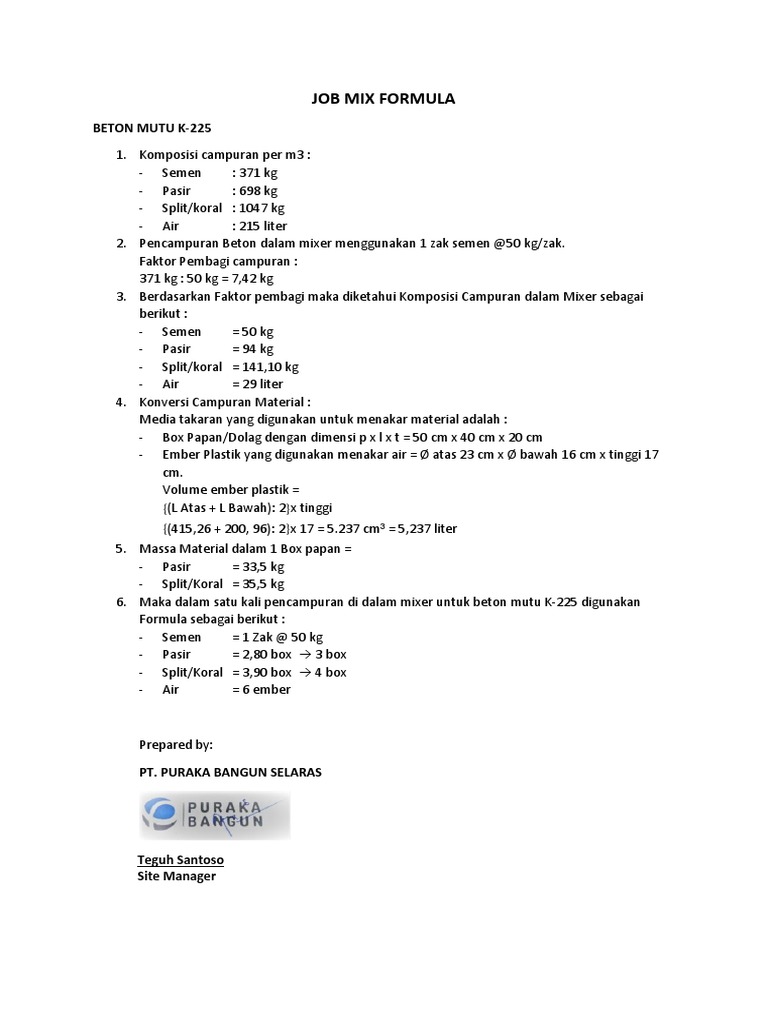 Job Mix Formula K-225 | PDF