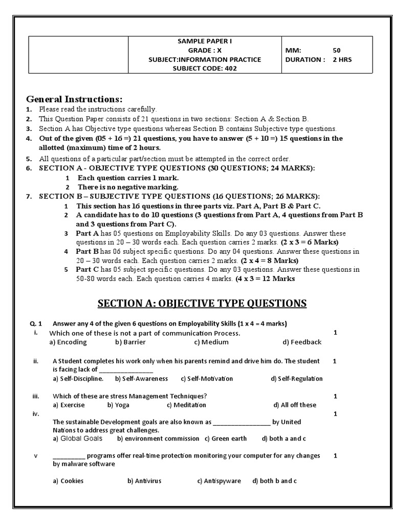 10TH Sample Paper 1 | PDF | Antivirus Software | Databases