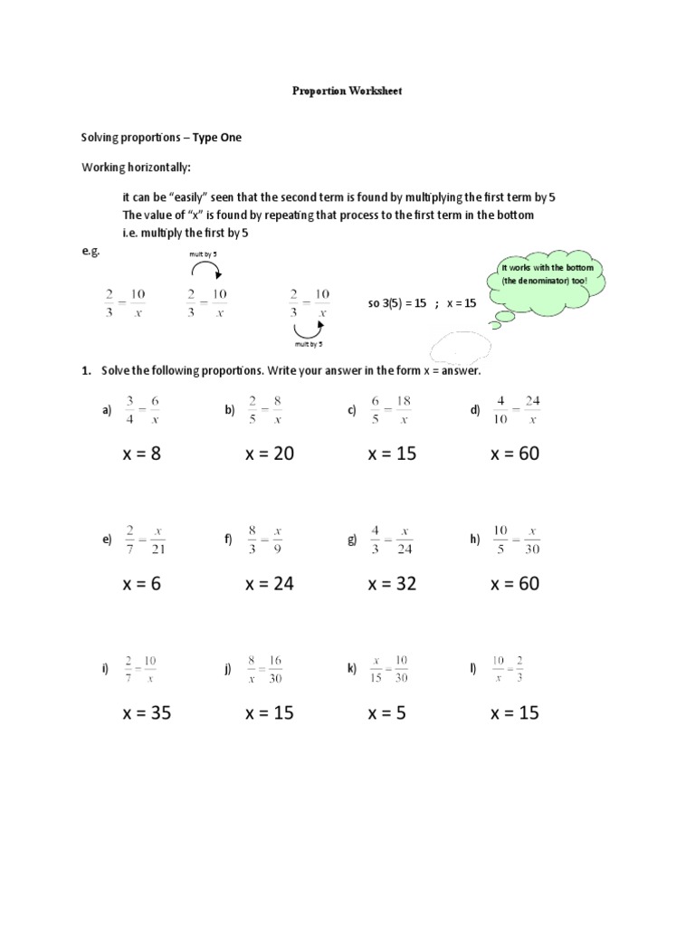 Proportion Solving Worksheet | PDF | Mathematics | Mathematical Objects
