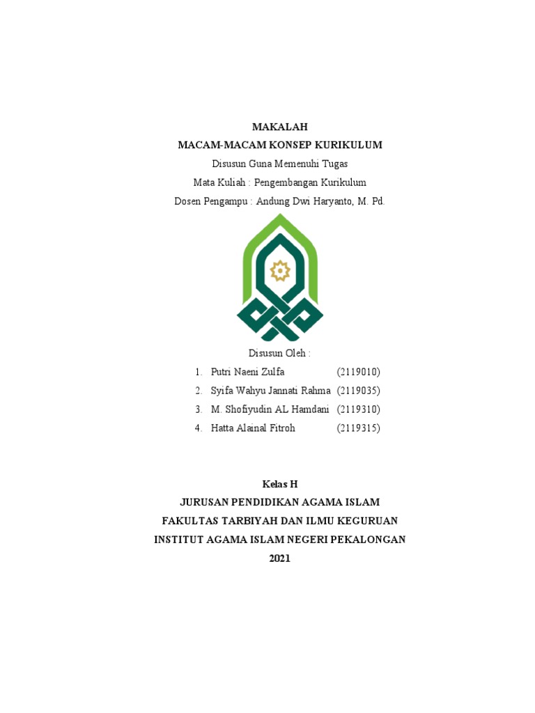 Kel.4 Macam-Macam Konsep Kurikulum Fix-1 | PDF | Karier & Perkembangan ...