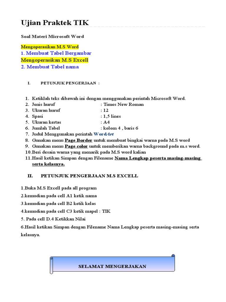 Ujian Praktek TIK | PDF