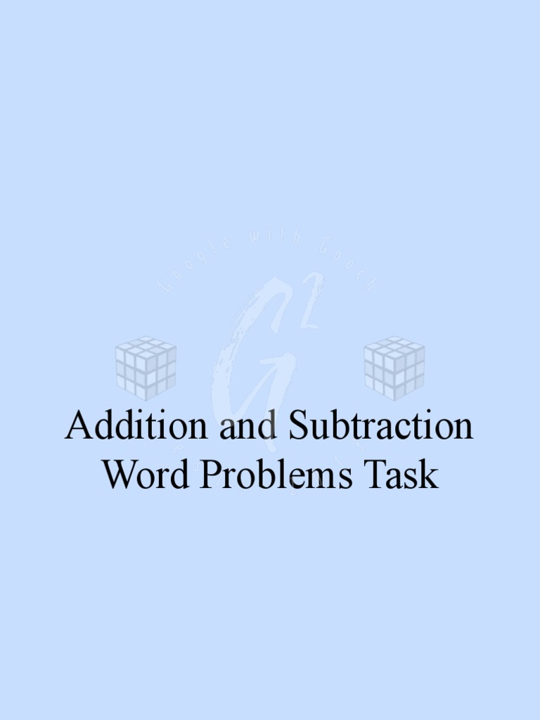 Addition and Subtraction Word Problems Task | PDF