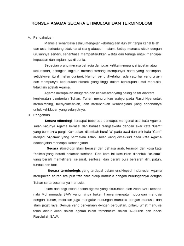 Etimologi dan Terminologi Agama | PDF | Ilmu Sosial | Agama & Spiritualitas