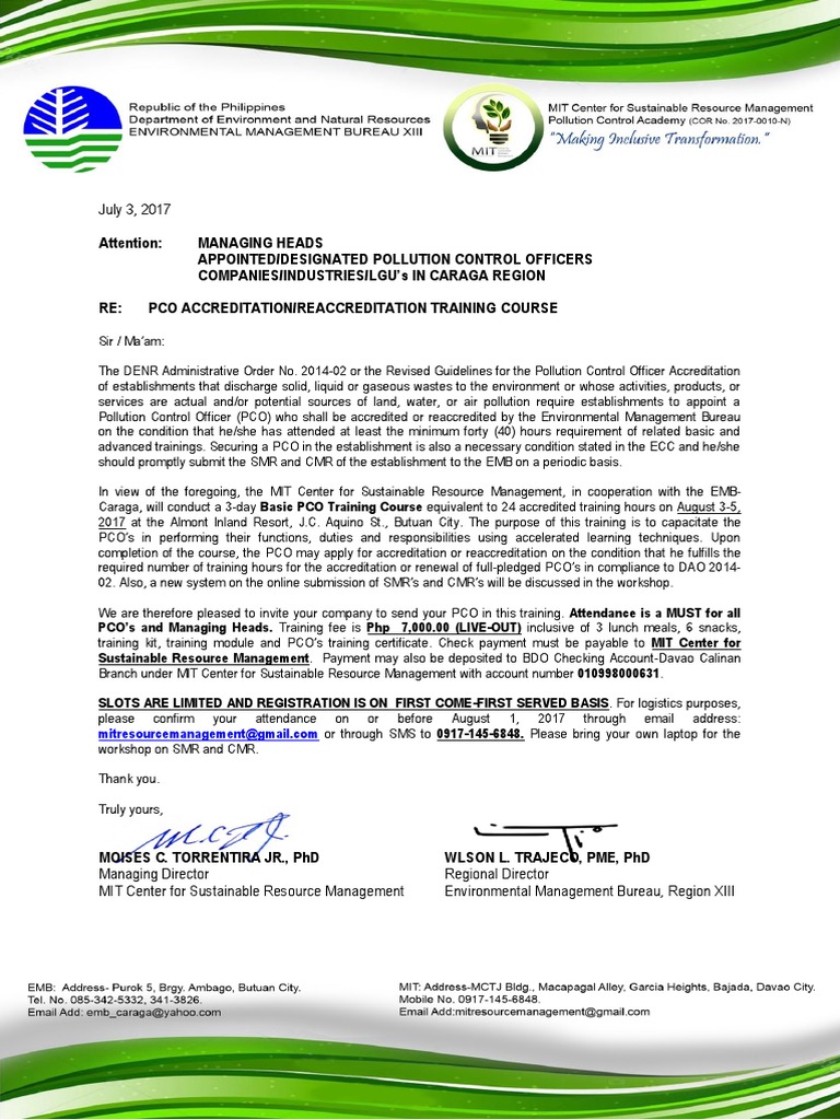 PCO Training Invitation Letter and Programme of Activities | PDF ...