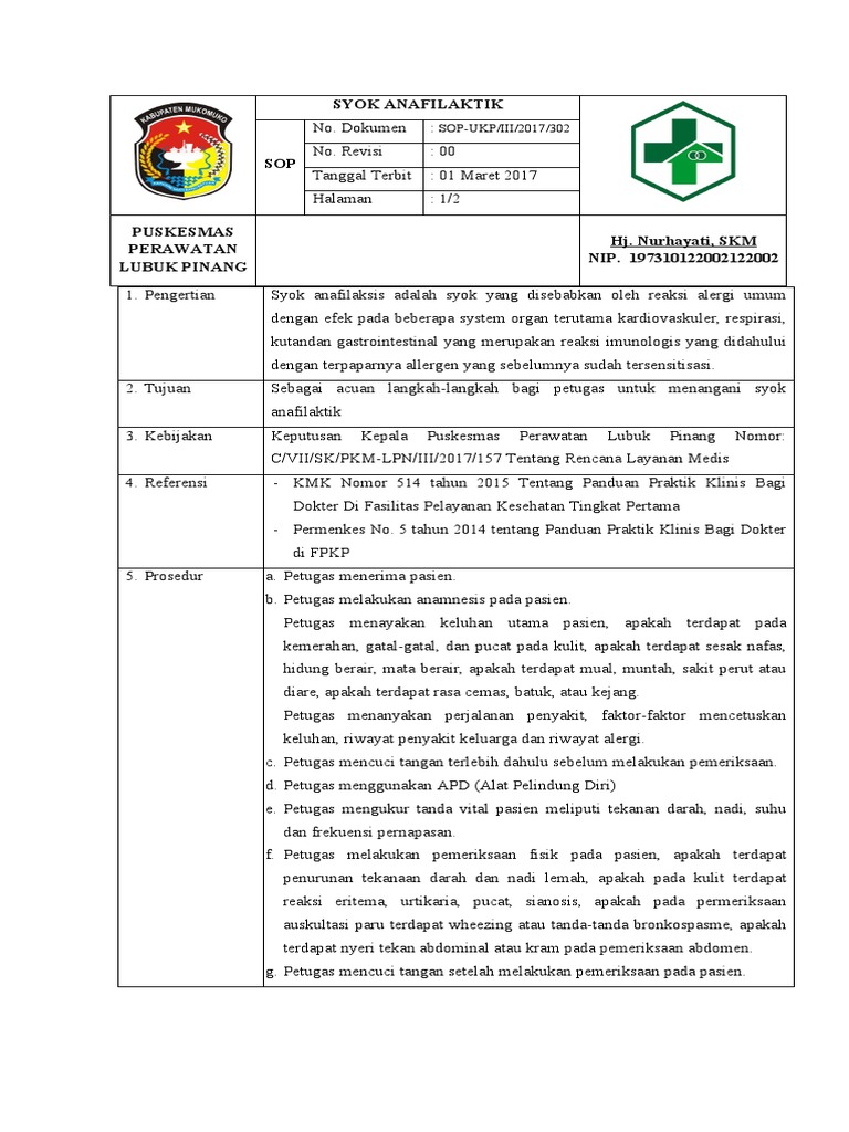SPO Syok Anafilaktik | PDF | Sains & Matematika