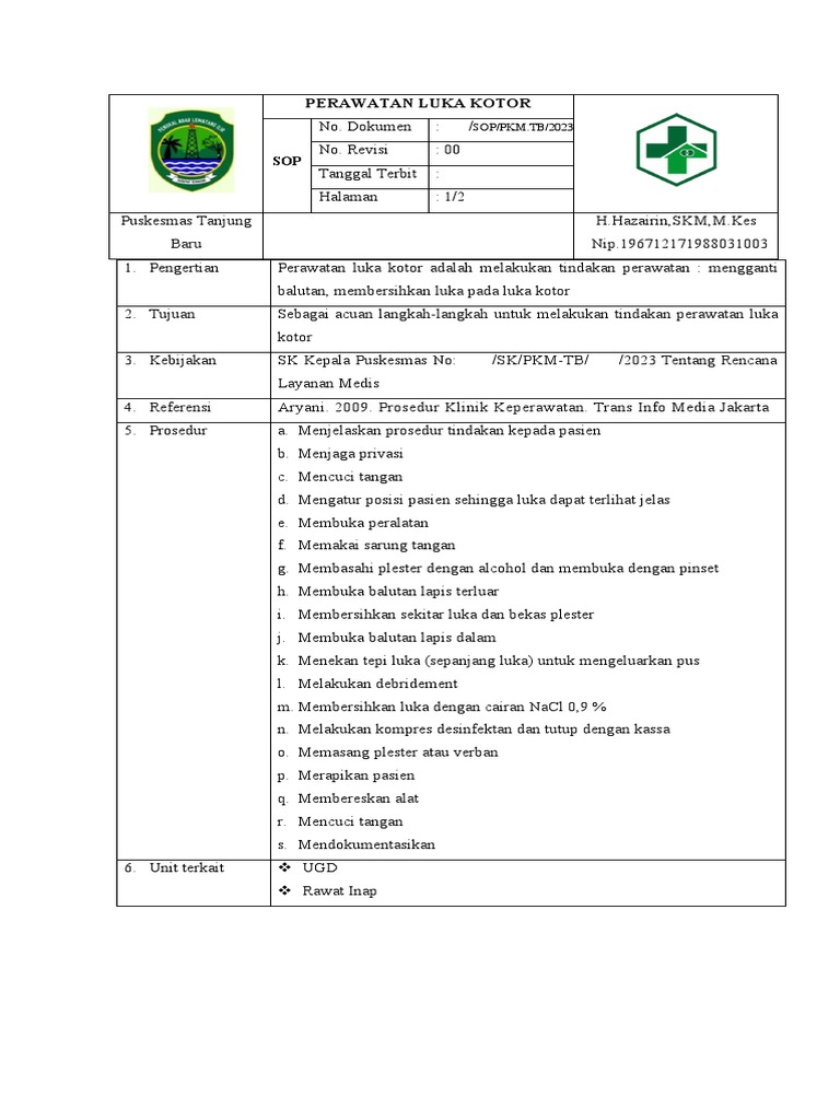7.2.1.d SPO PERAWATAN LUKA KOTOR | PDF