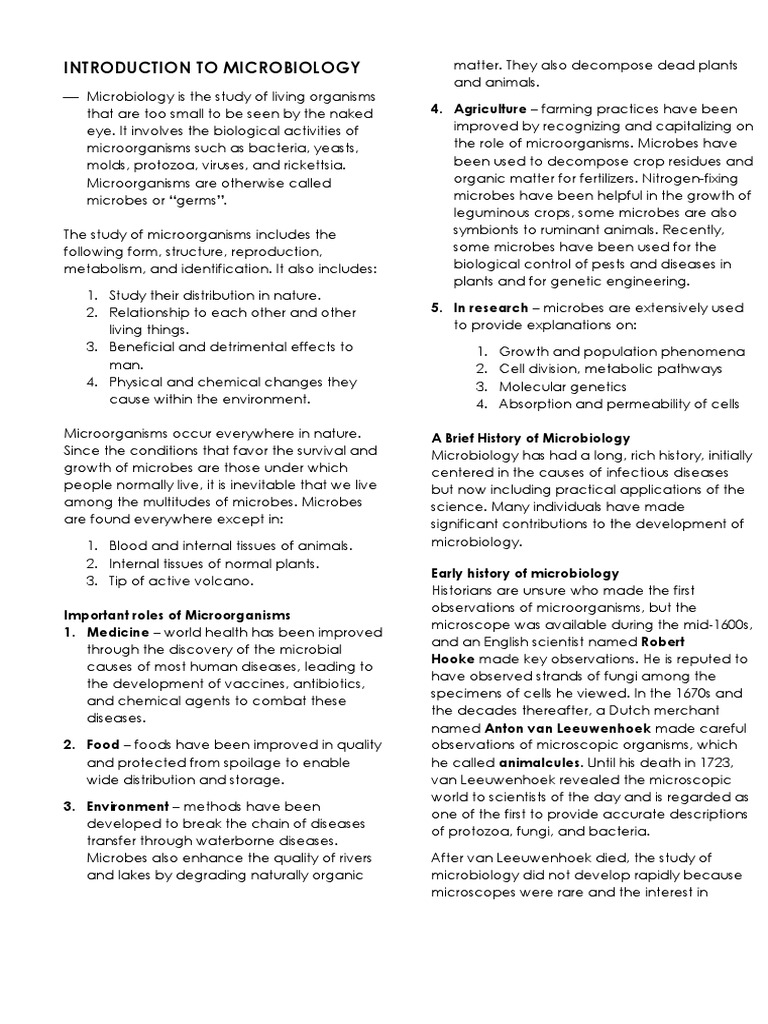 Microbiology Module-1 Introduction | PDF | Growth Medium | Microbiology