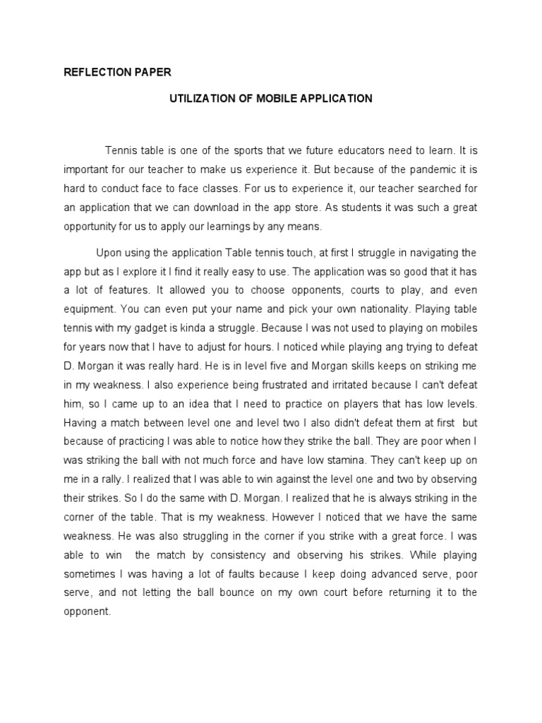 Reflection Paper | PDF | Table Tennis | Learning