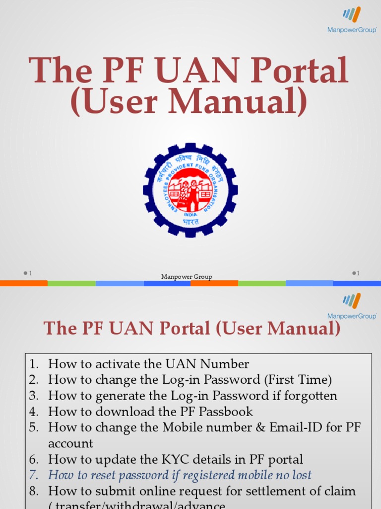 The PF UAN Portal (User Manual) | PDF | Computer Access Control | Information Technology Management
