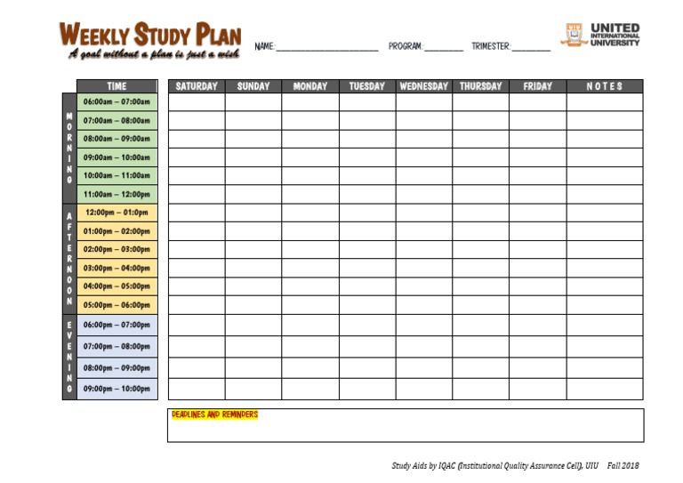 Weekly Study Plan 2 | PDF