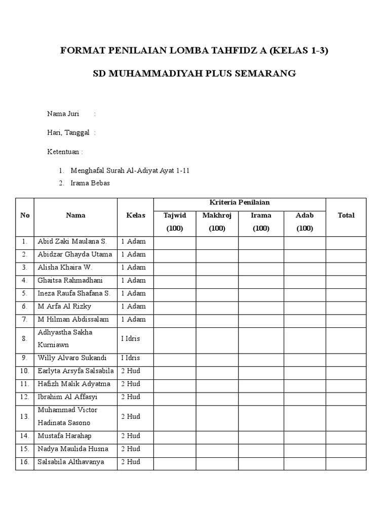 LOMBA Tahfidz A | PDF
