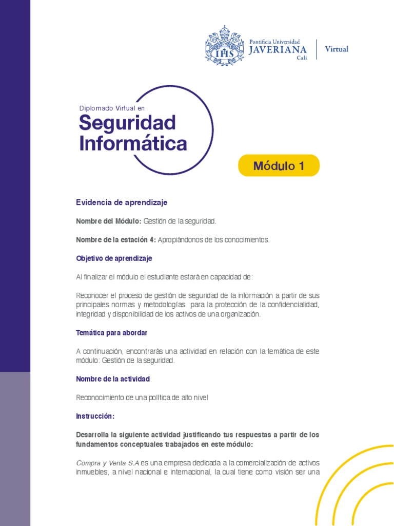 Evidencia - M1 Reconocimiento de Una Política de Alto Nivel | PDF ...