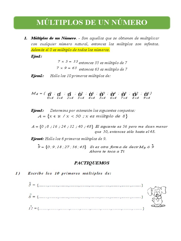 Multiplos de Un Numero para Cuarto de Primaria | PDF | División ...