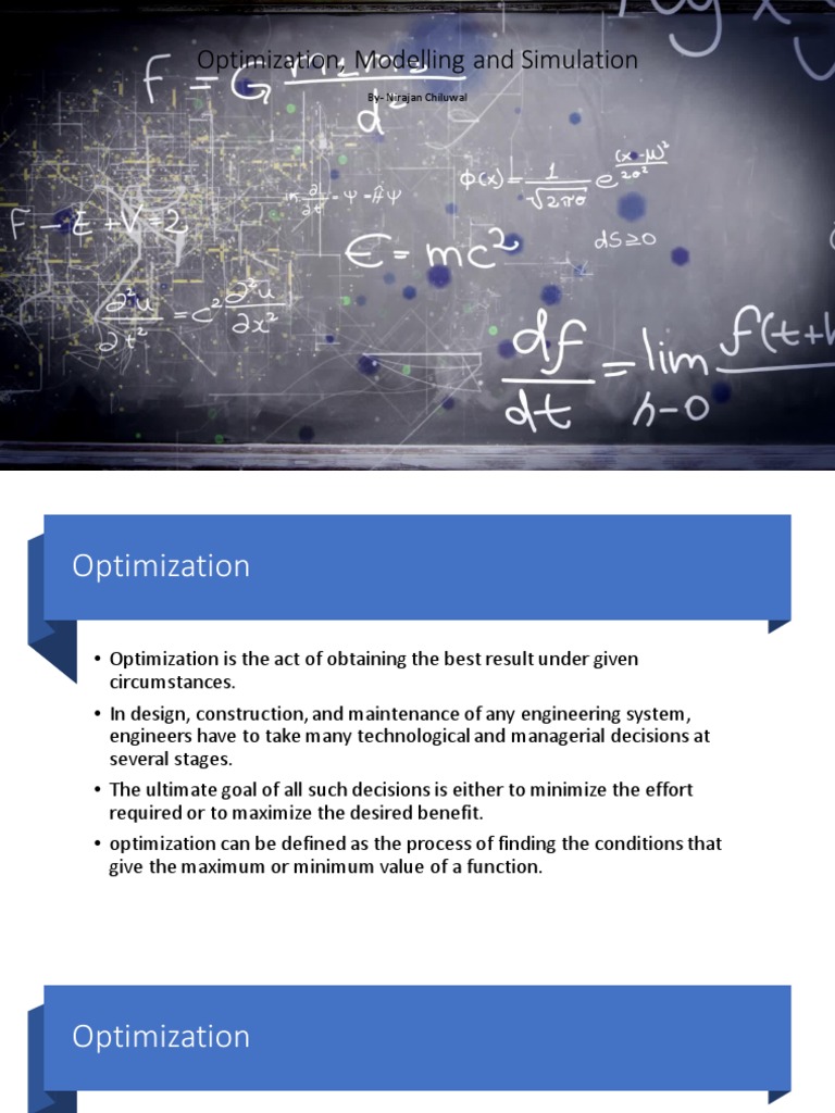 Optimization Modelling And Simulation Pdf Mathematical Optimization Simulation