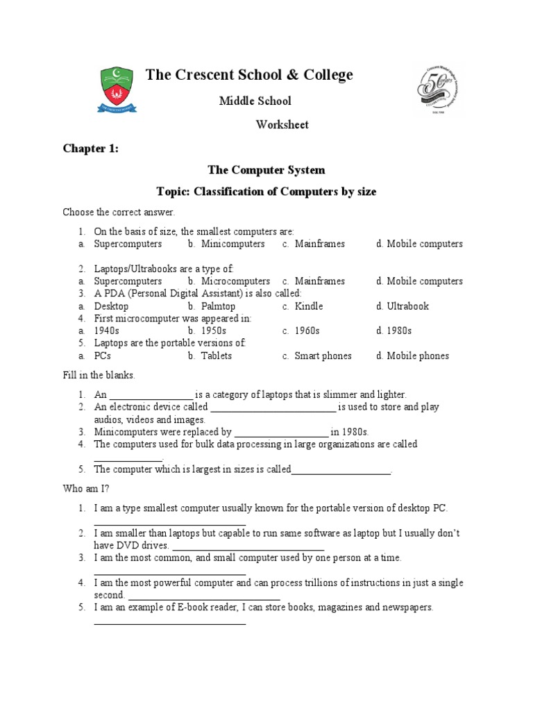 Class 6 Computer Week 1 Worksheet | PDF | Technology & Engineering | Computers