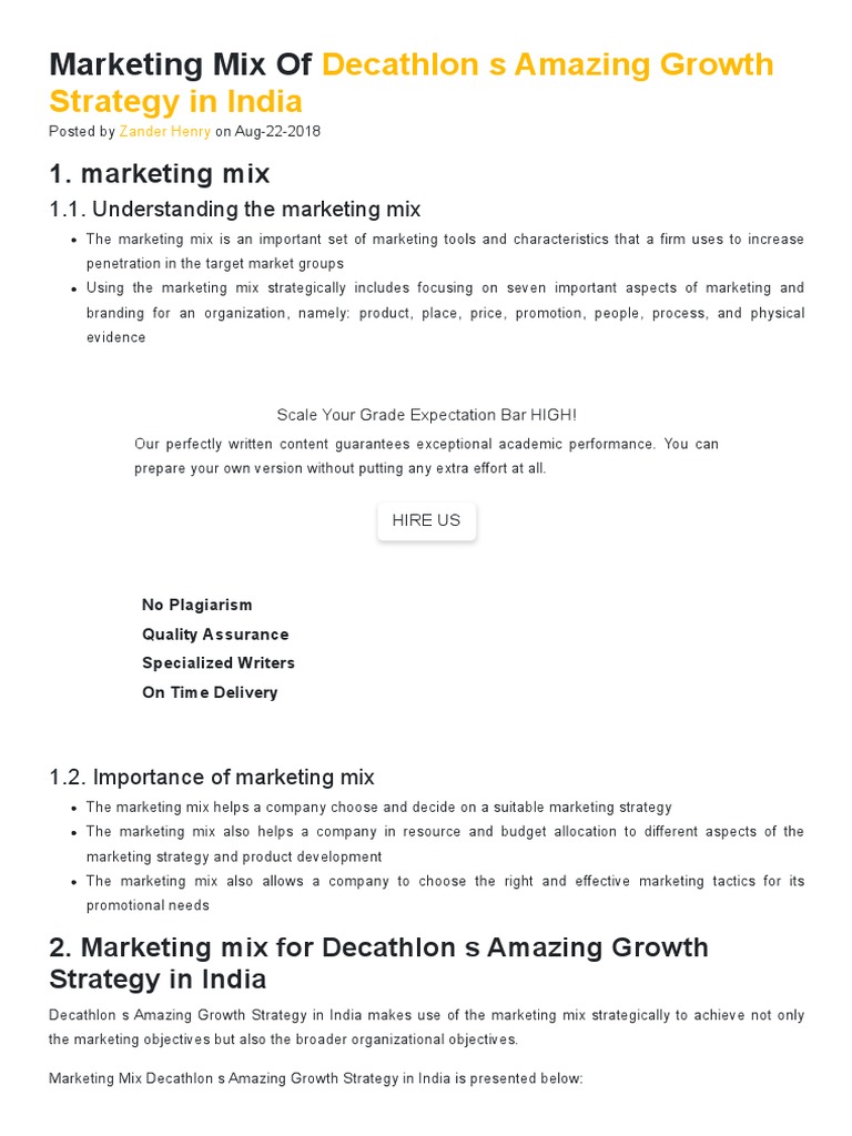 Marketing Mix of Decathlon S Amazing Growth Strategy in India | PDF ...