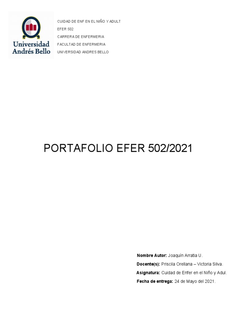 Arratia - Joaquín. Portafolio EFER 502 - Portafolio Completo. | PDF ...