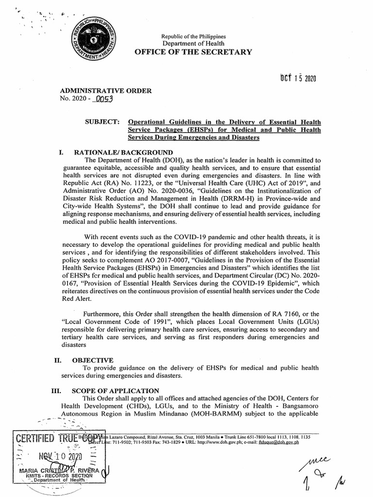 DOH Administrative Order No 2020 0053 | PDF | Health Care | Sexually Transmitted Infection