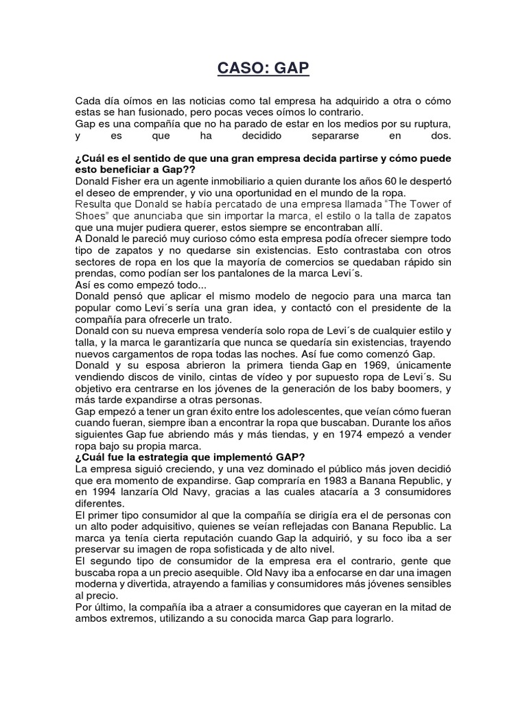 S02.s1 - Caso 2 - Gap | PDF | Gap Inc. | Marca
