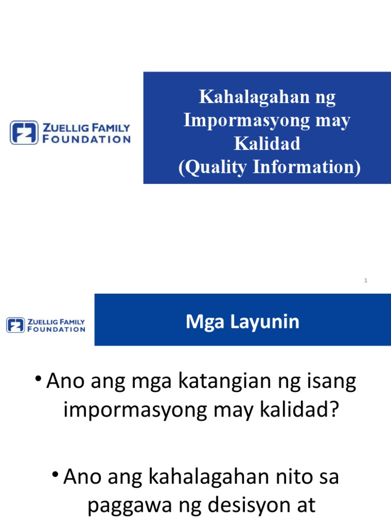 6 Kahalagahan NG Impormasyong May Kalidad 1 | PDF